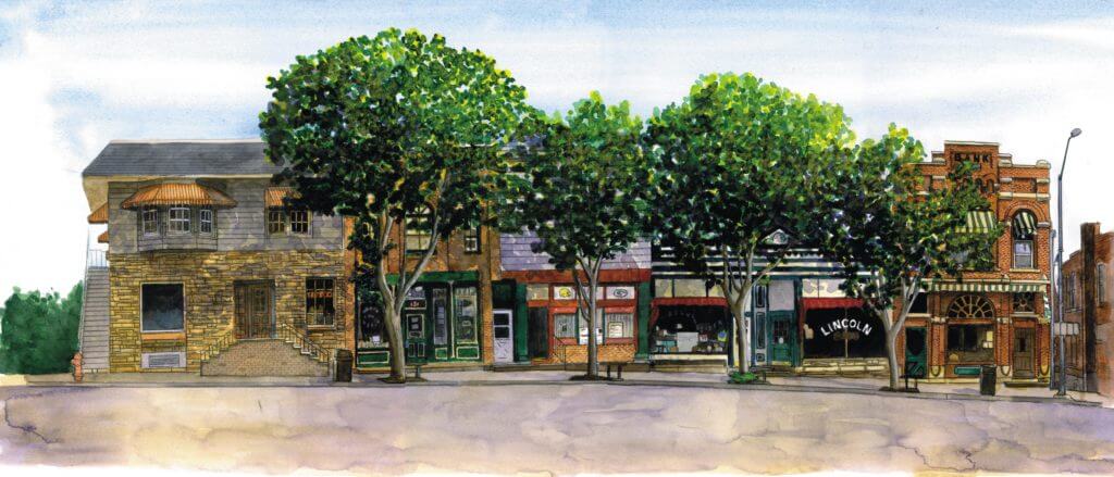 Painting of Downtown Northside Lincoln Cafe by Mark Benesh - Mount ...